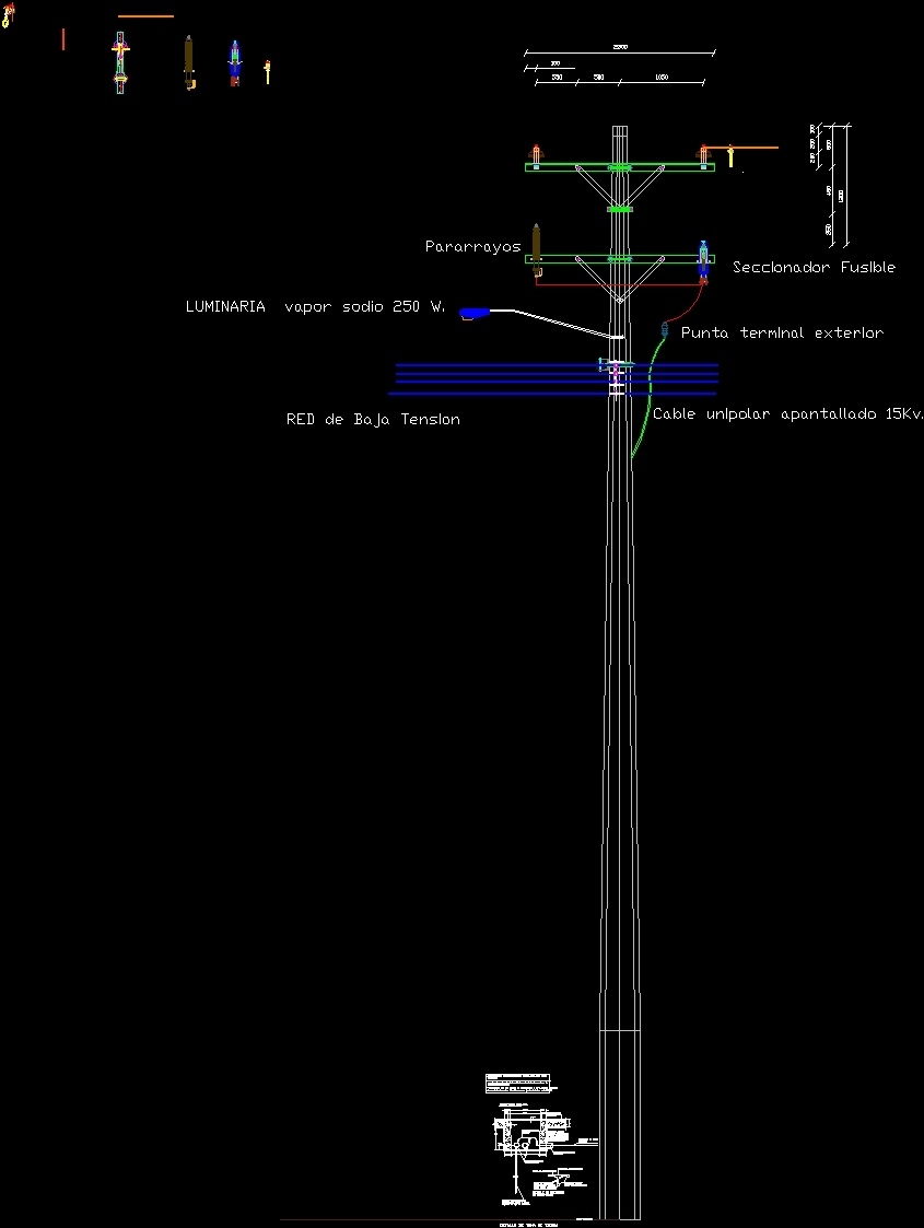 Utility Tower One Phase Mounting Structure DWG Detail for AutoCAD ...