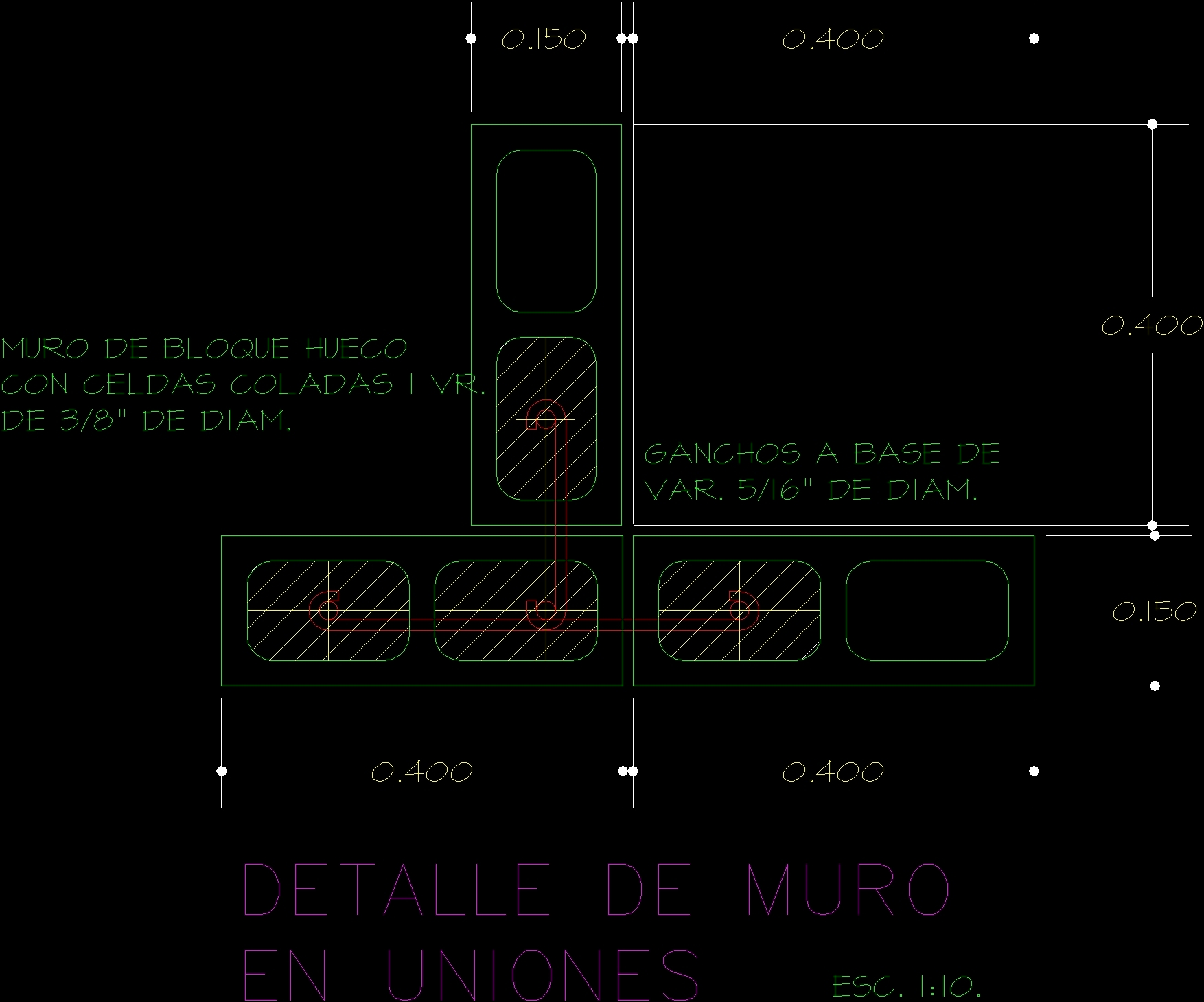 Walls Of Blocks In Concrete - Start DWG Detail for AutoCAD • Designs CAD