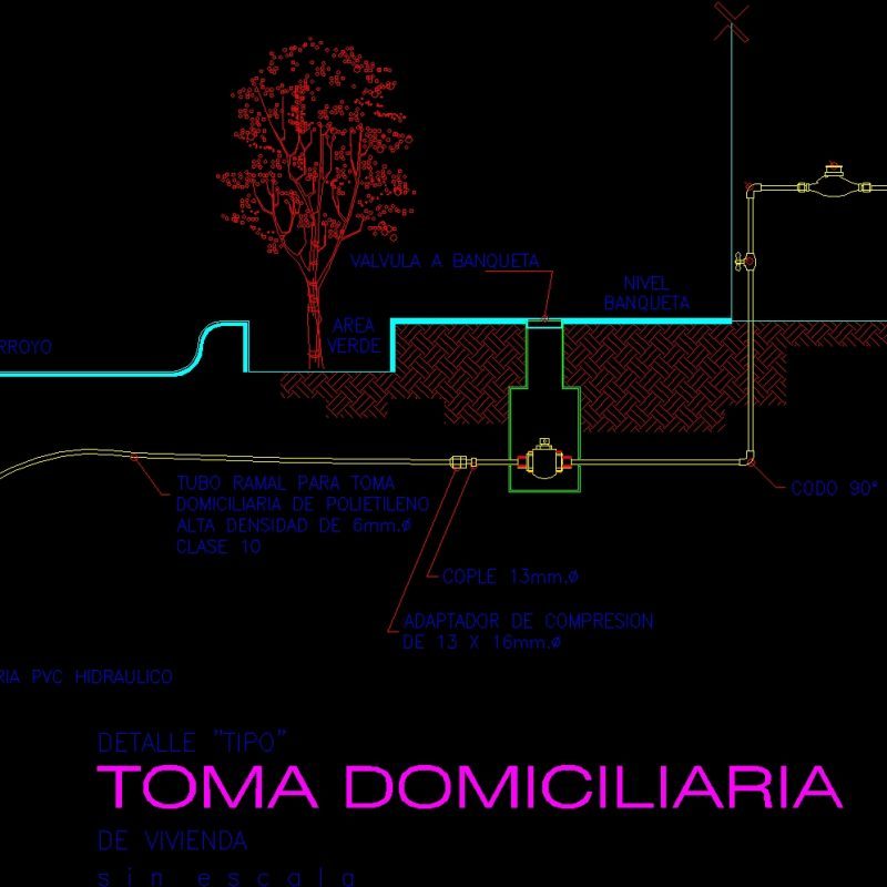 Water Connection DWG Detail for AutoCAD • Designs CAD