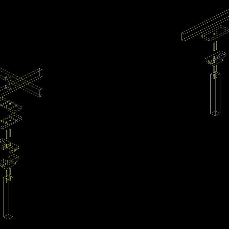 Wooden Columns Detail 3D DWG Detail for AutoCAD • Designs CAD