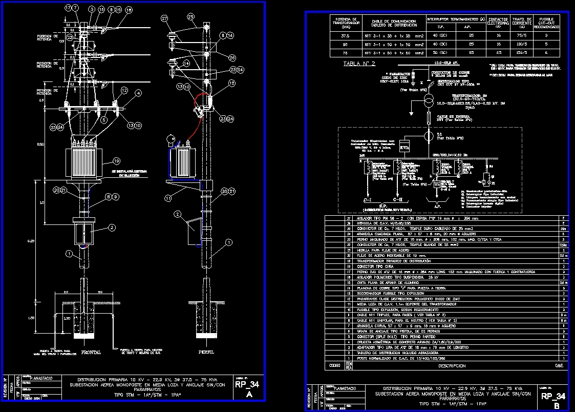 Armed Monopost Substation Type Stm1 DWG Block for AutoCAD • Designs CAD