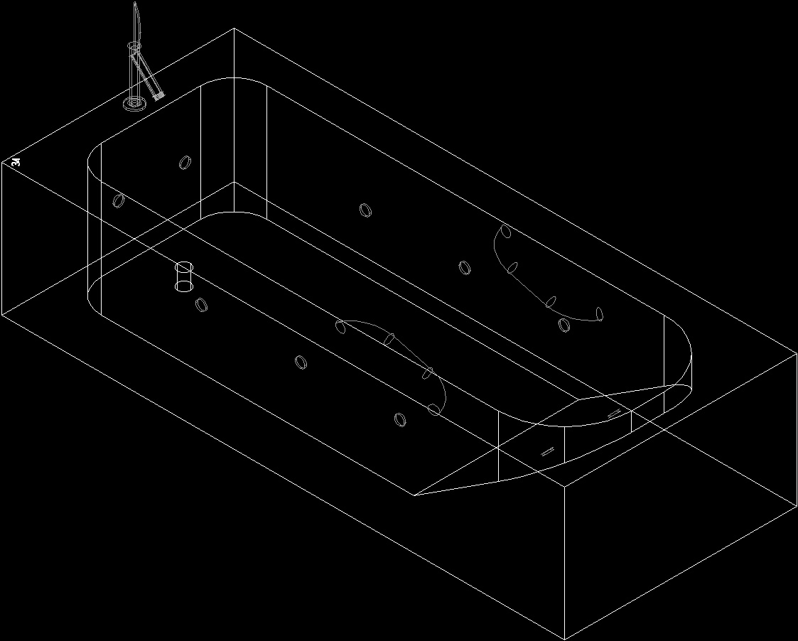 Bath Tun Hydro Massage 34 3D DWG Model for AutoCAD • Designs CAD