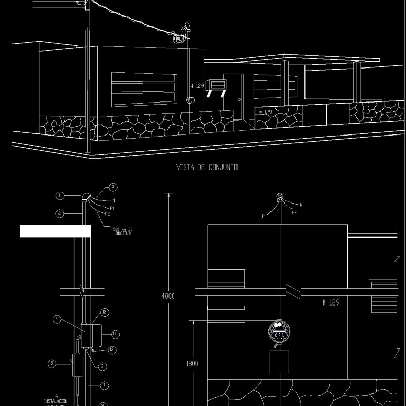 Biphasic Service Connection DWG Block for AutoCAD • Designs CAD