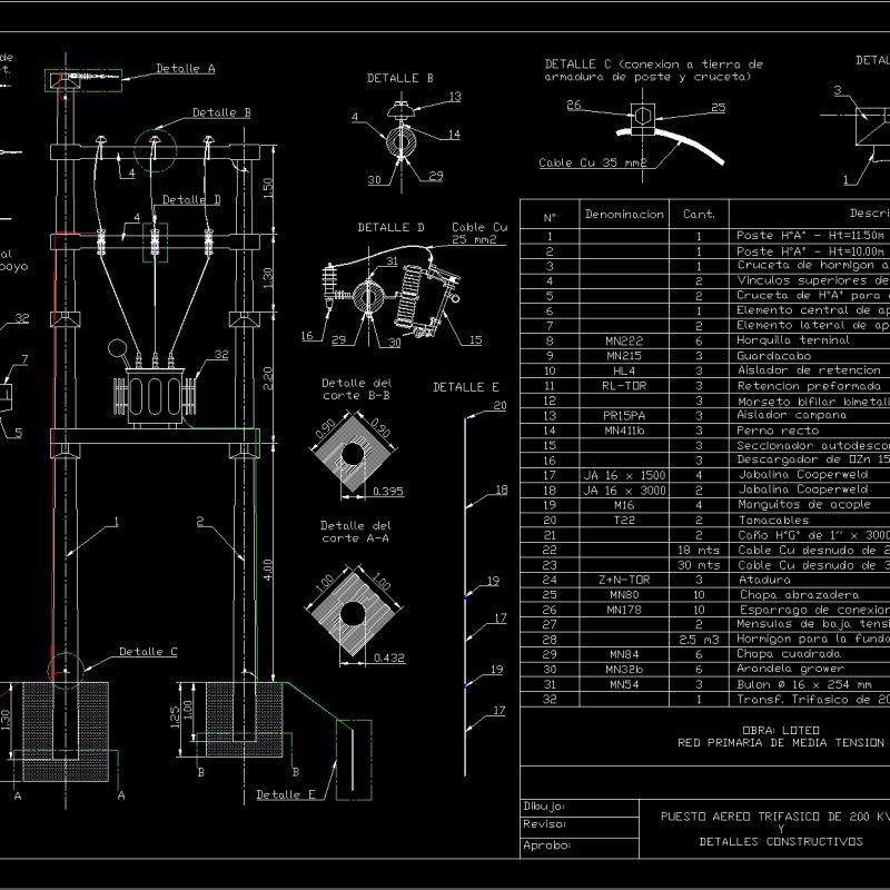 Biposte 200 Kva Substation DWG Plan for AutoCAD • Designs CAD