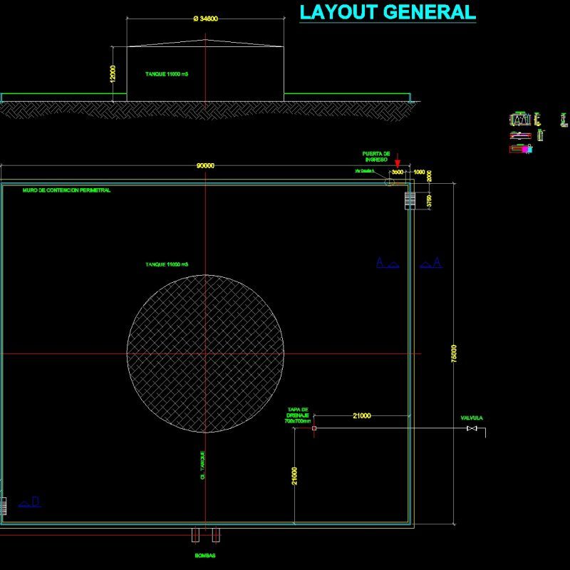 Containment Wall, Liquids DWG Block for AutoCAD • Designs CAD