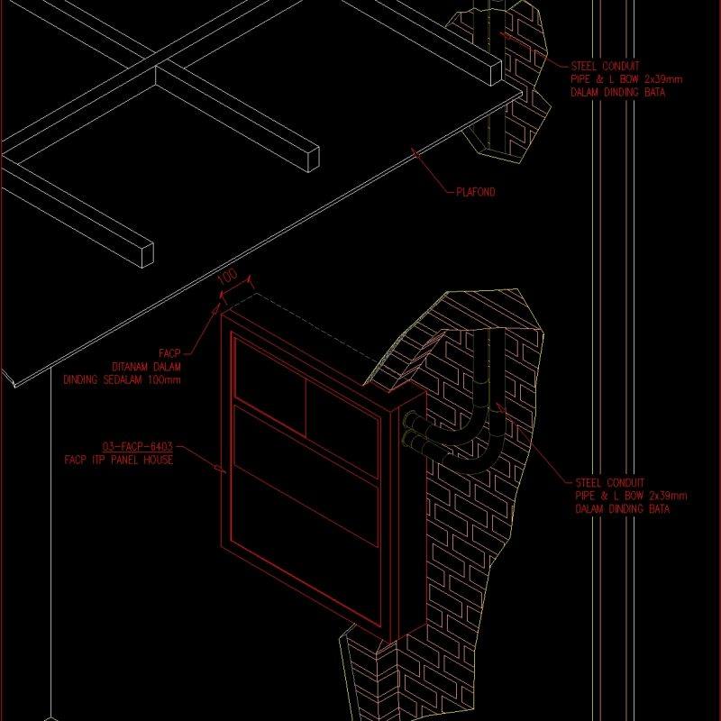 Detail Installation Fire Alarm Panel DWG Detail for AutoCAD • Designs CAD