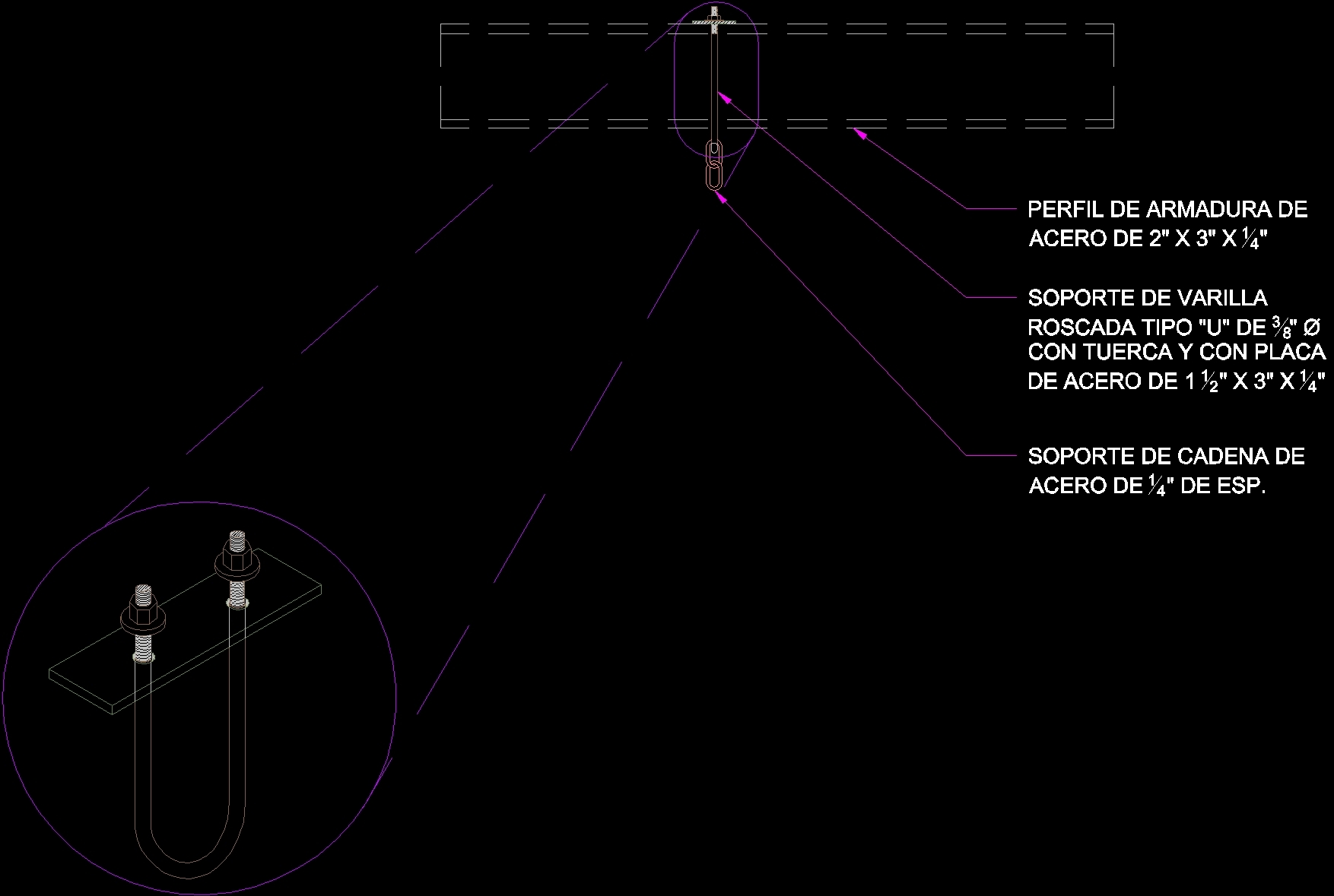 Detail Rod Bracket Type U For Light DWG Detail for AutoCAD • Designs CAD
