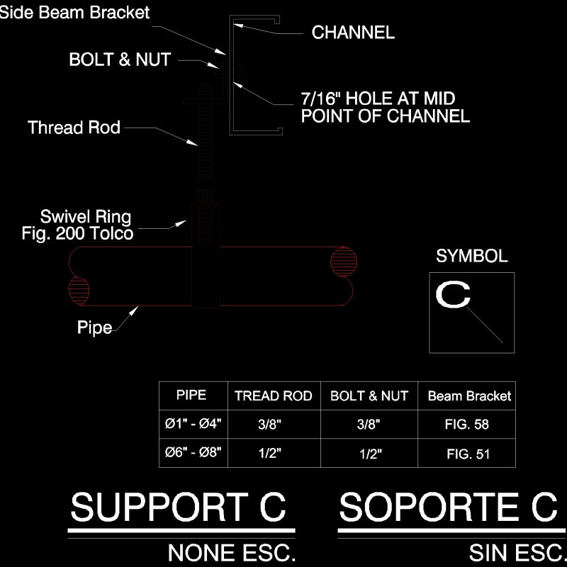 Detail Support In Pipe DWG Detail for AutoCAD • Designs CAD