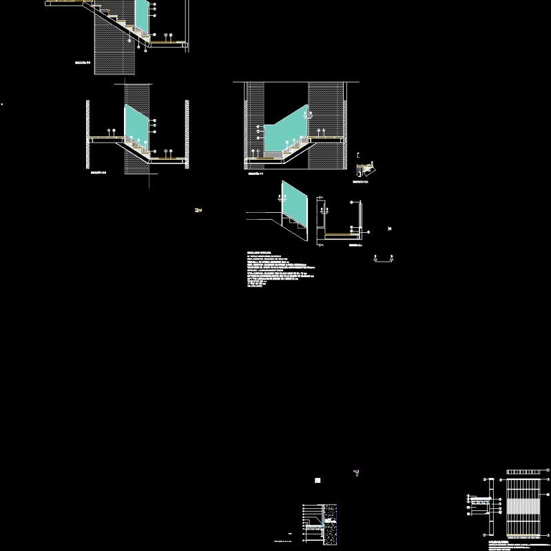 Details Staircase And Glass Balustrade Staircase DWG Detail for AutoCAD ...