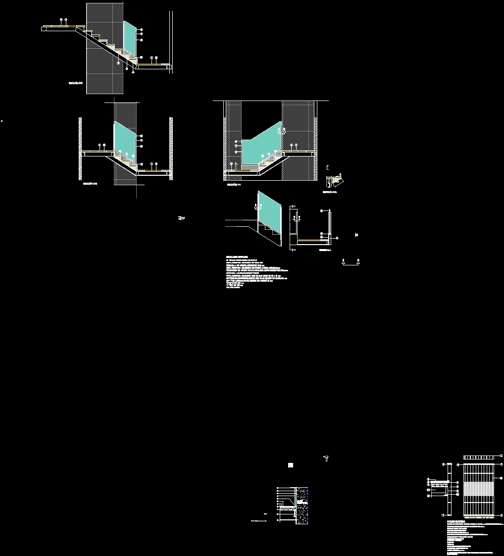 Details Staircase And Glass Balustrade Staircase DWG Detail for AutoCAD ...