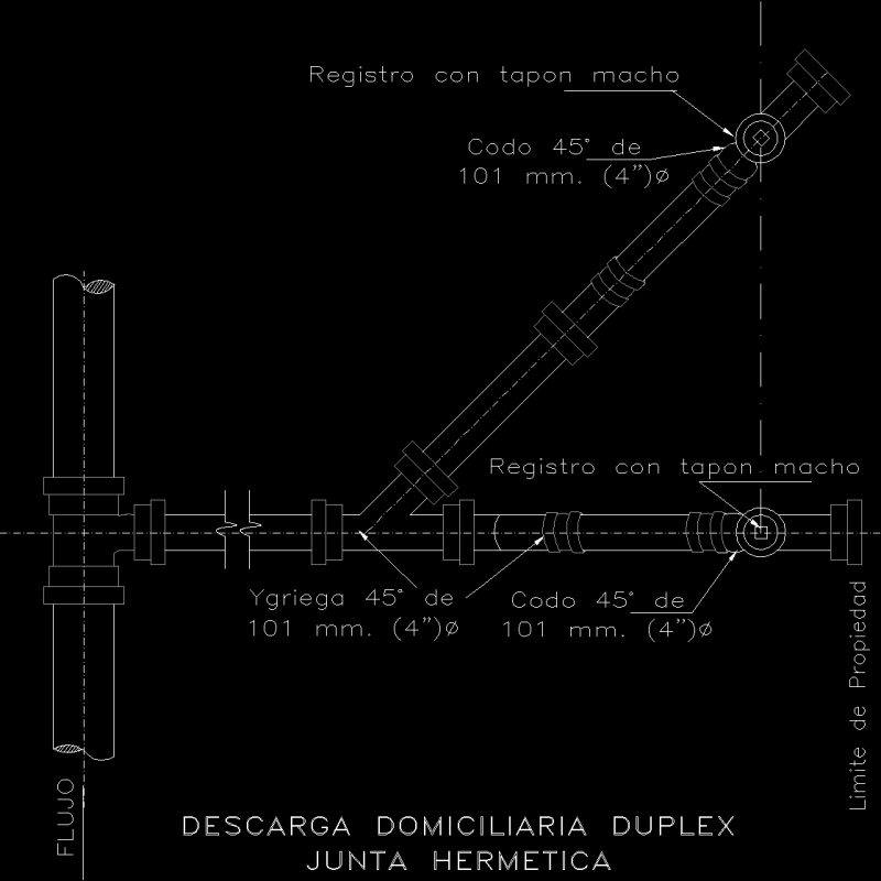 Double Domiciliary Discharge DWG Block for AutoCAD | DesignsCAD