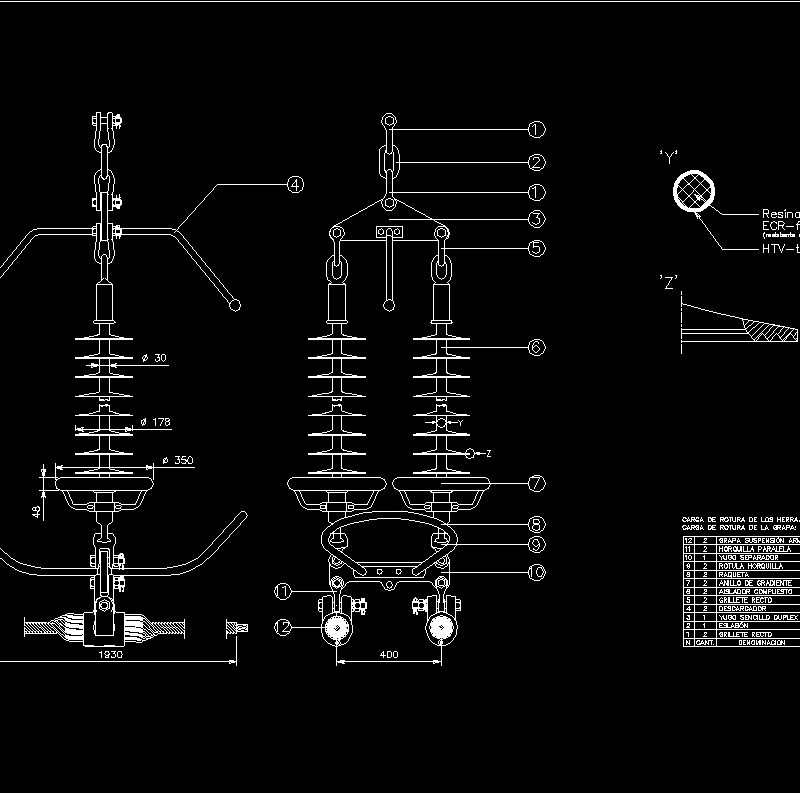 Double Suspension 220kv DWG Block for AutoCAD • Designs CAD