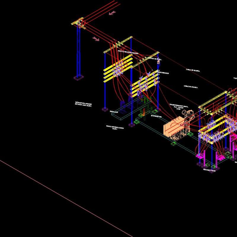 Electrical Sub - Station --High Tension, Transformer 3D DWG Model for ...