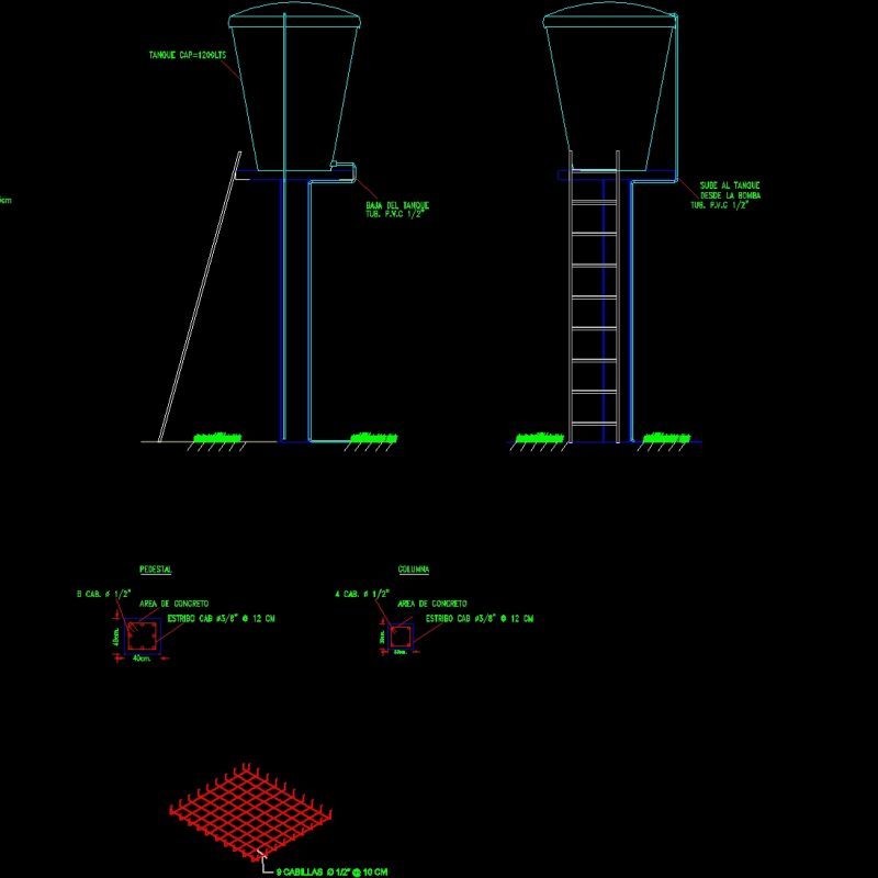 Elevated Tank DWG Detail for AutoCAD | DesignsCAD
