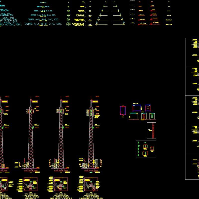 Freestanding Telecommunications Equipment With Torre DWG Plan for ...