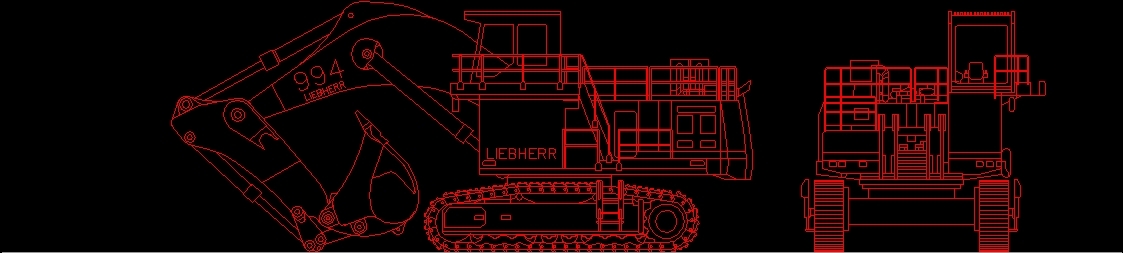 Frontal And Lateral Views Of Shovel Liebherr 994 DWG Block for AutoCAD ...