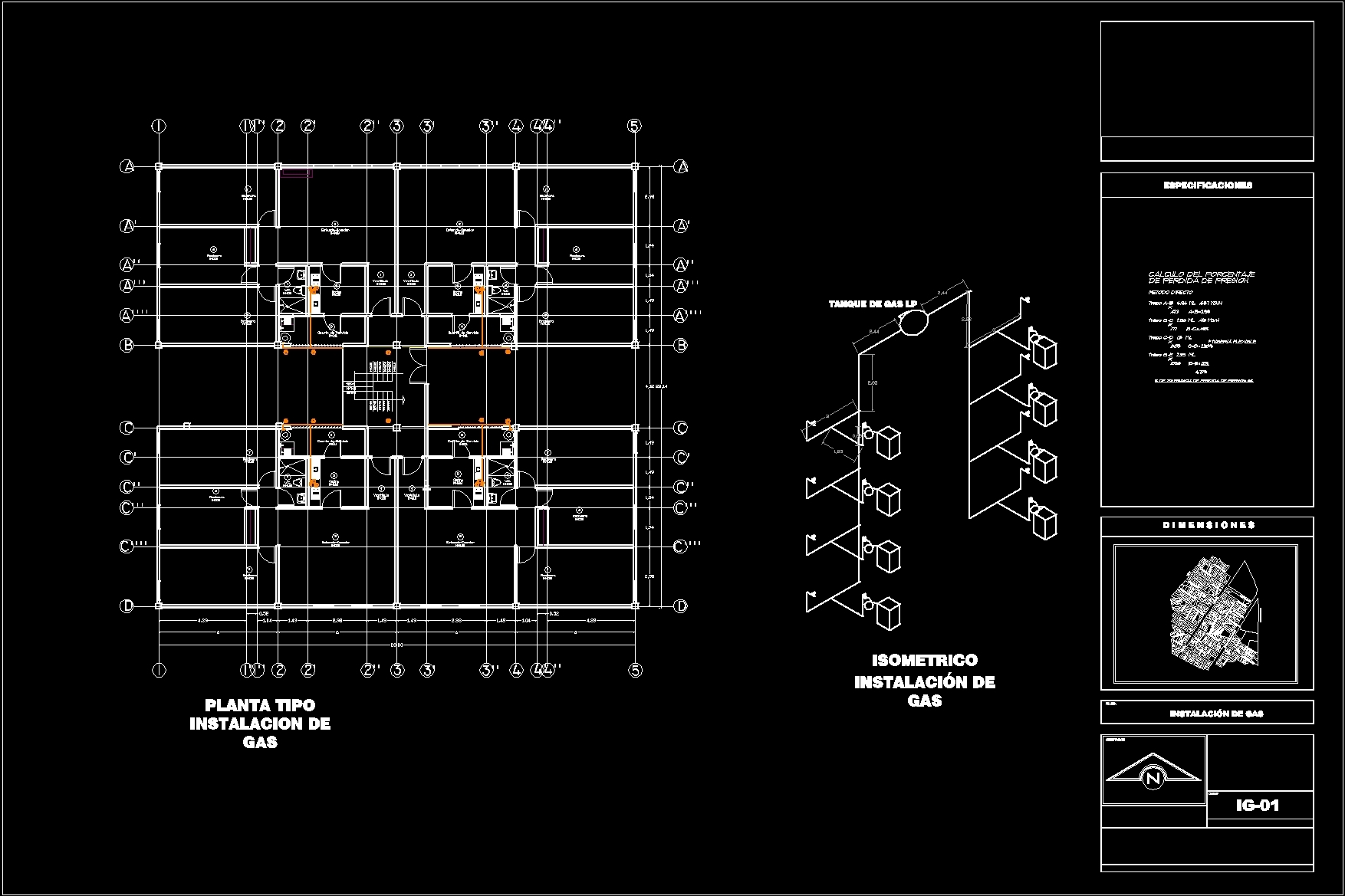 Gas Installation, Multifamily Building DWG Plan for AutoCAD • Designs CAD