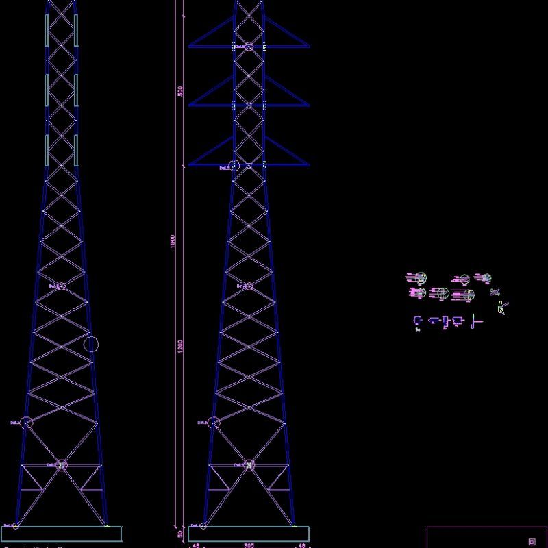High Tension Tower DWG Block for AutoCAD • Designs CAD