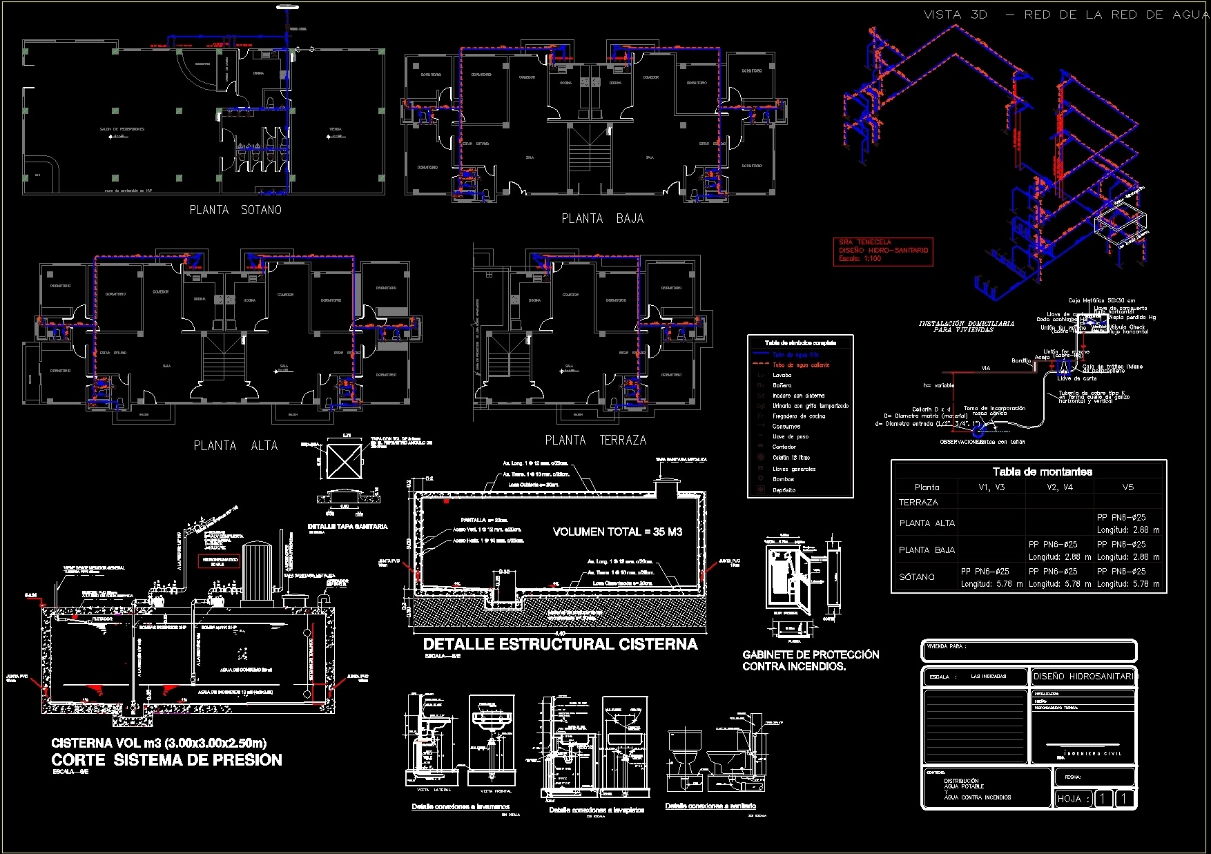 Hs Water Housing Water And Hot Water For Home DWG Block for AutoCAD ...