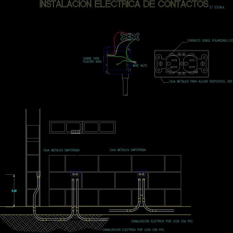 Installation Of Electrical Outlets In A Wall DWG Detail for AutoCAD ...