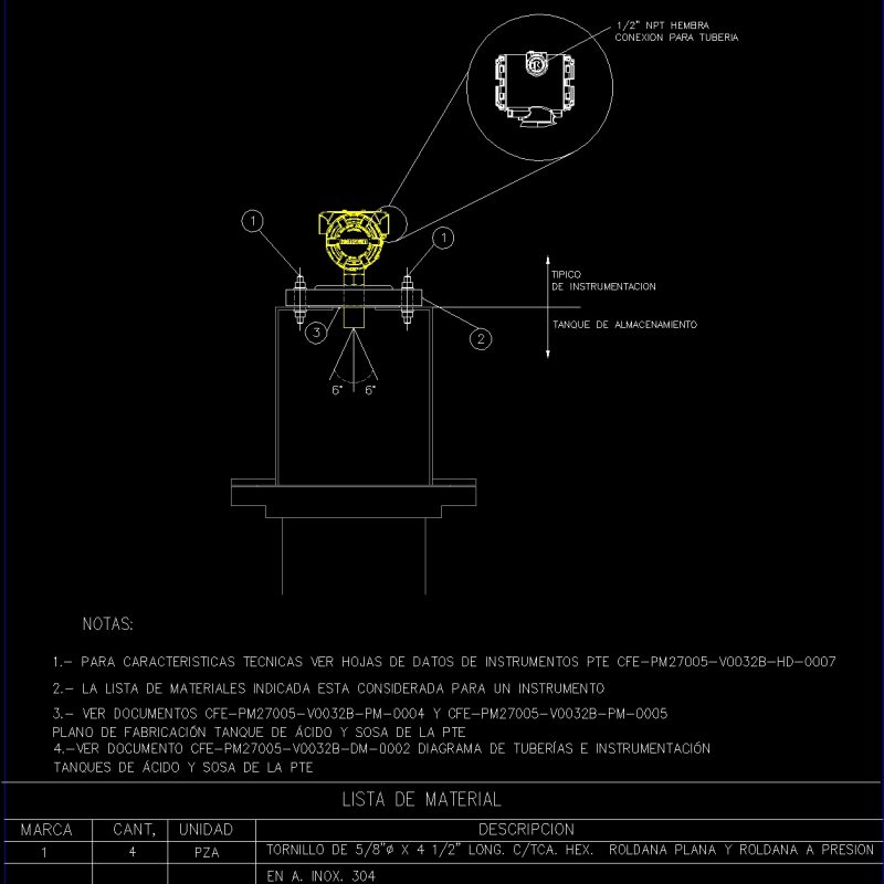 Installation Of Ultrasonic Level Transmitter Eh DWG Block for AutoCAD ...