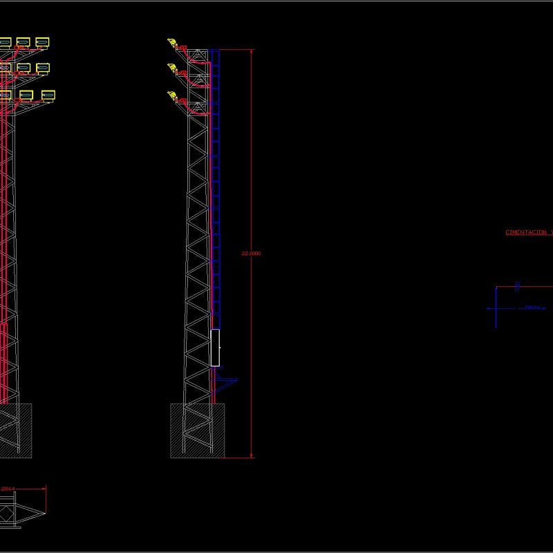 Lighting Towers With Wiring And Stairway DWG Detail for AutoCAD ...