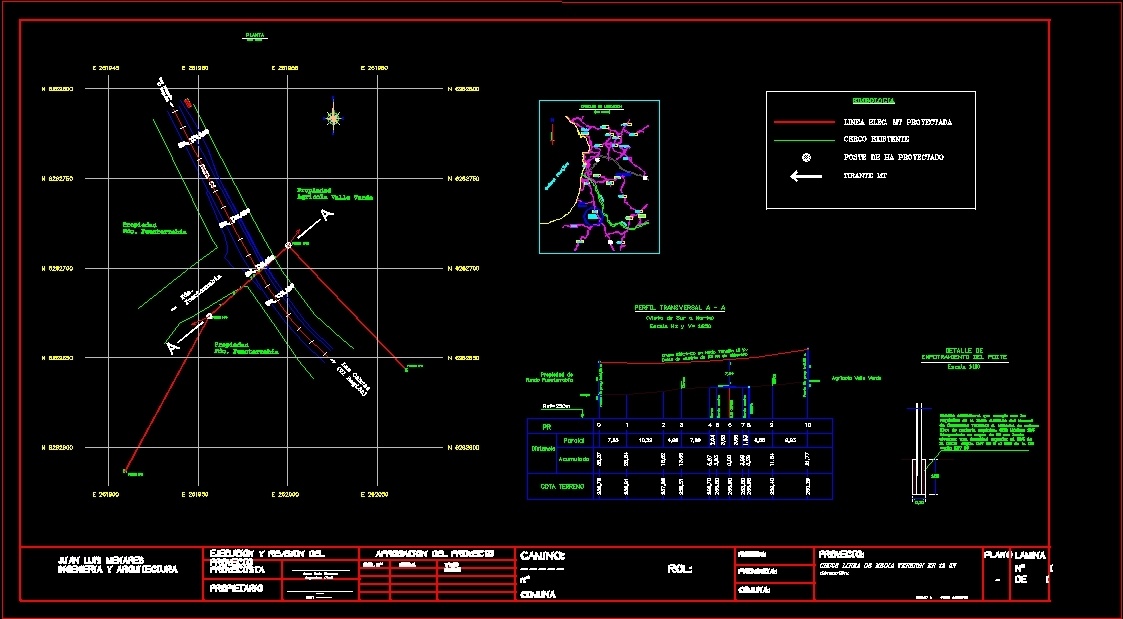 Medium Voltage Transmission Line Crossing Over Highway, Chile DWG Block ...