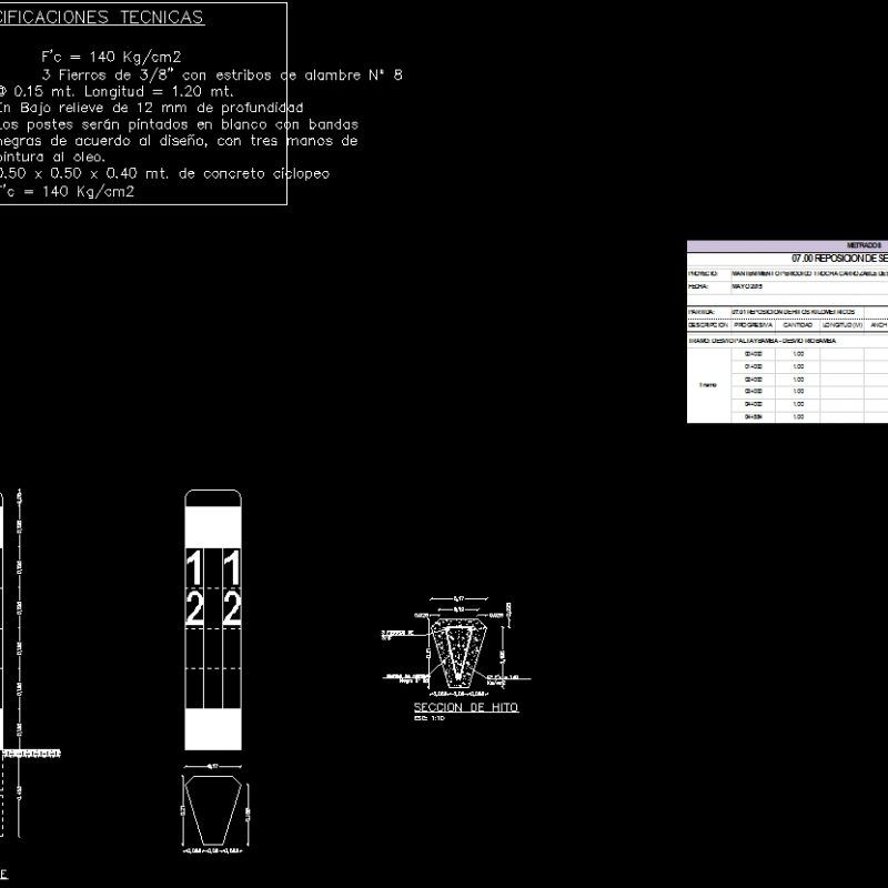 Milestones For Road Kilometric 2D DWG Block for AutoCAD • Designs CAD