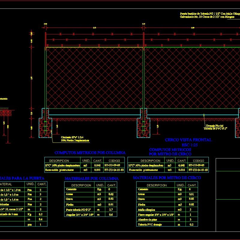 Olympic Mesh Fence DWG Detail for AutoCAD • Designs CAD