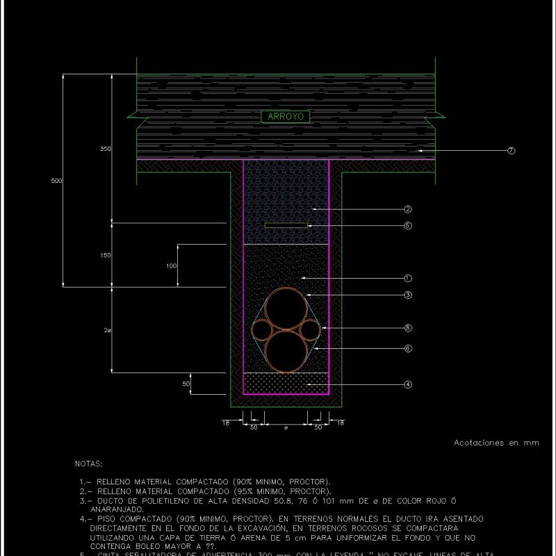 Pad Or Padc Duct Bank For Low Voltage Under Stream DWG Block for ...