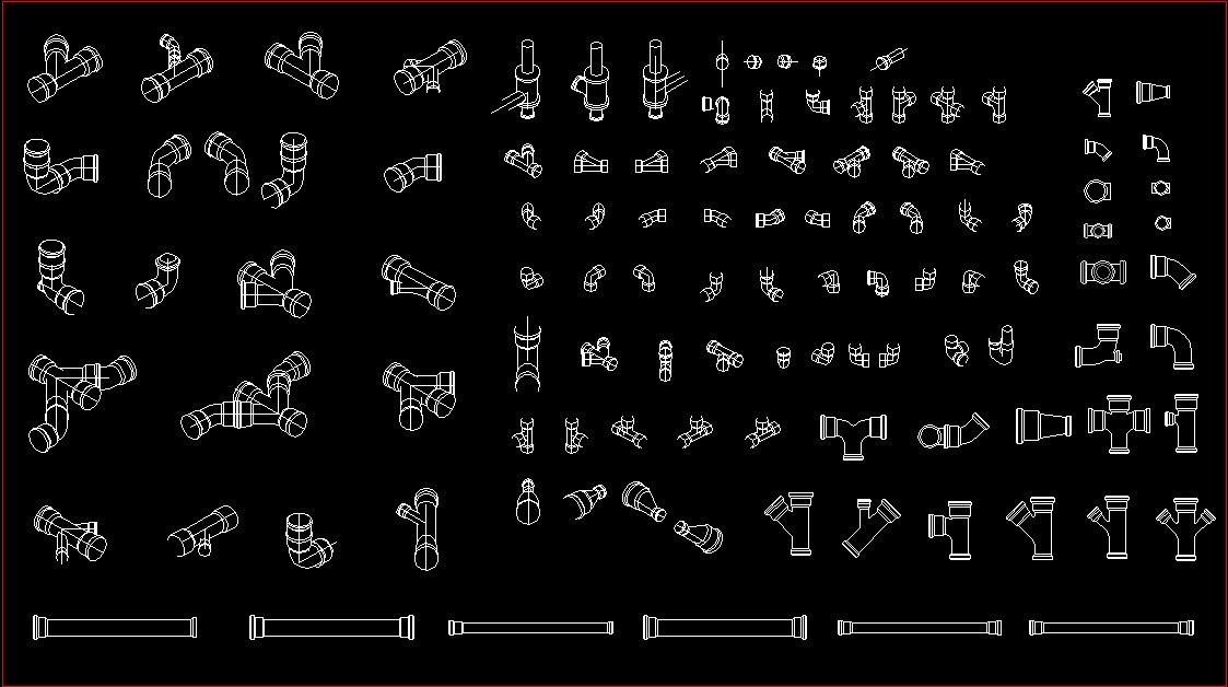 Pipe Fittings Elbows DWG Block For AutoCAD Designs CAD