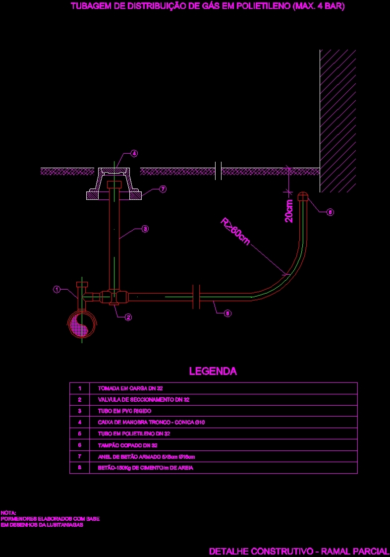Pipe Of Gas ' Distribution In Pvc DWG Block for AutoCAD • Designs CAD