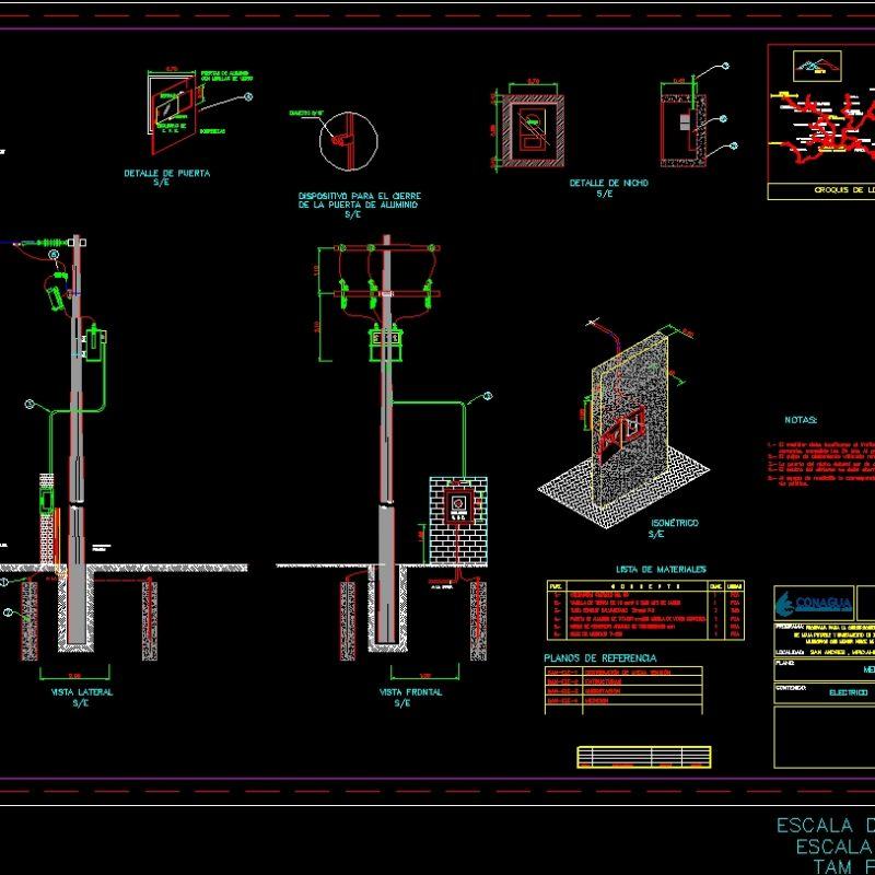 Post Of Electric Spread DWG Section for AutoCAD • Designs CAD