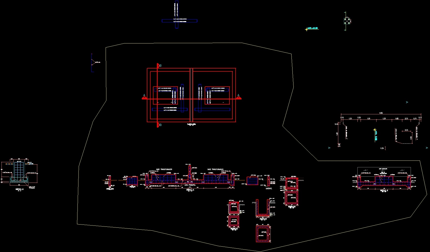 Power Substation Foundation Details, 2 Transformers DWG Detail for ...