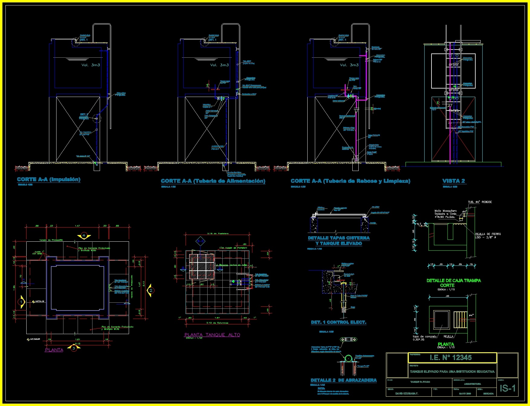 ProvisiÓN Water -Elevated Tank For School DWG Block for AutoCAD ...