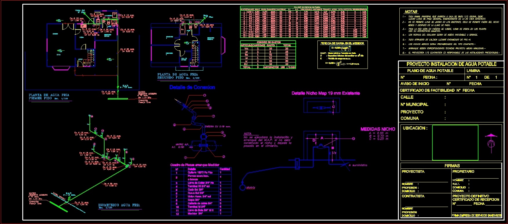 Residential Water Service--Design Study, Chile DWG Detail for AutoCAD ...