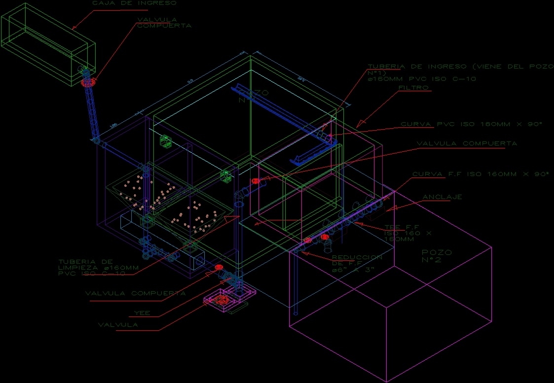 Sand Filtration Chambers, Intake And Exit DWG Detail for AutoCAD ...