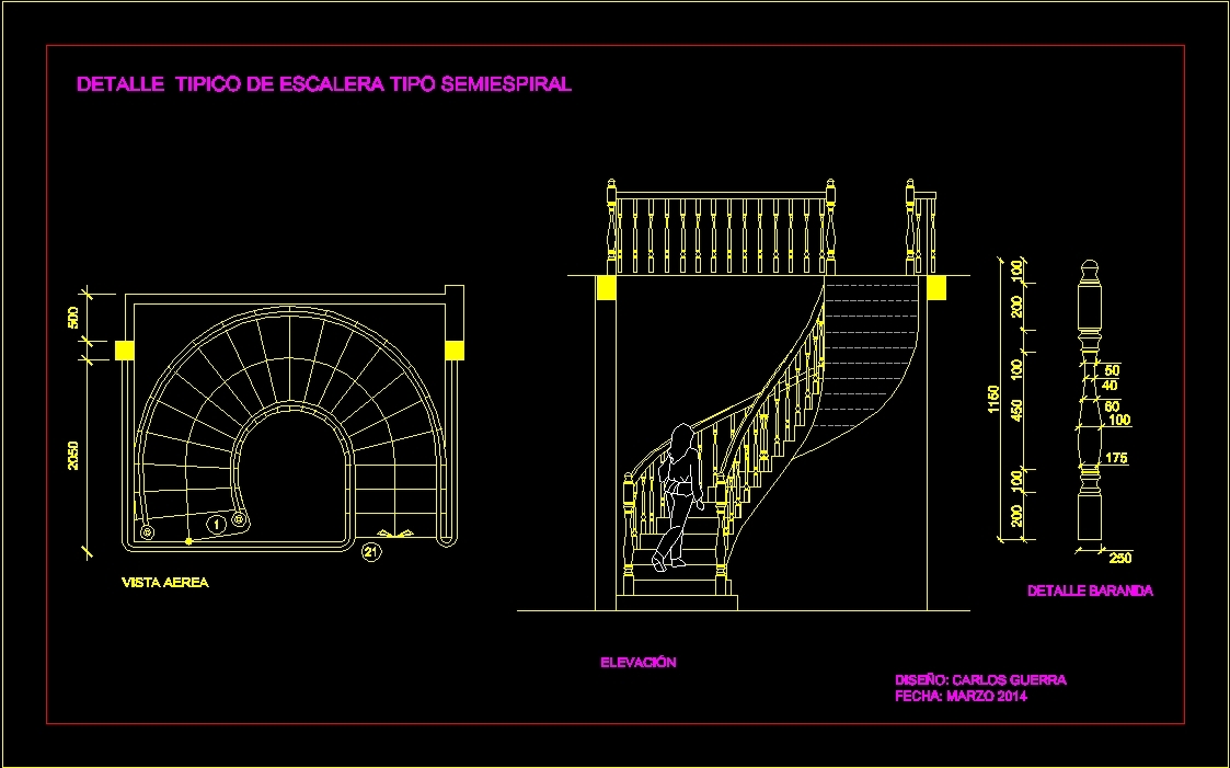 Semiespiral DWG Elevation For AutoCAD Designs CAD