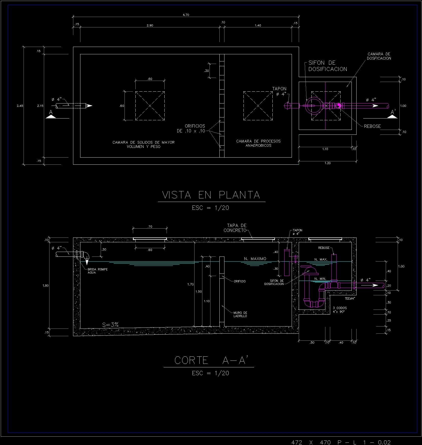 Septic Tank With Dosing Siphon DWG Block for AutoCAD • Designs CAD