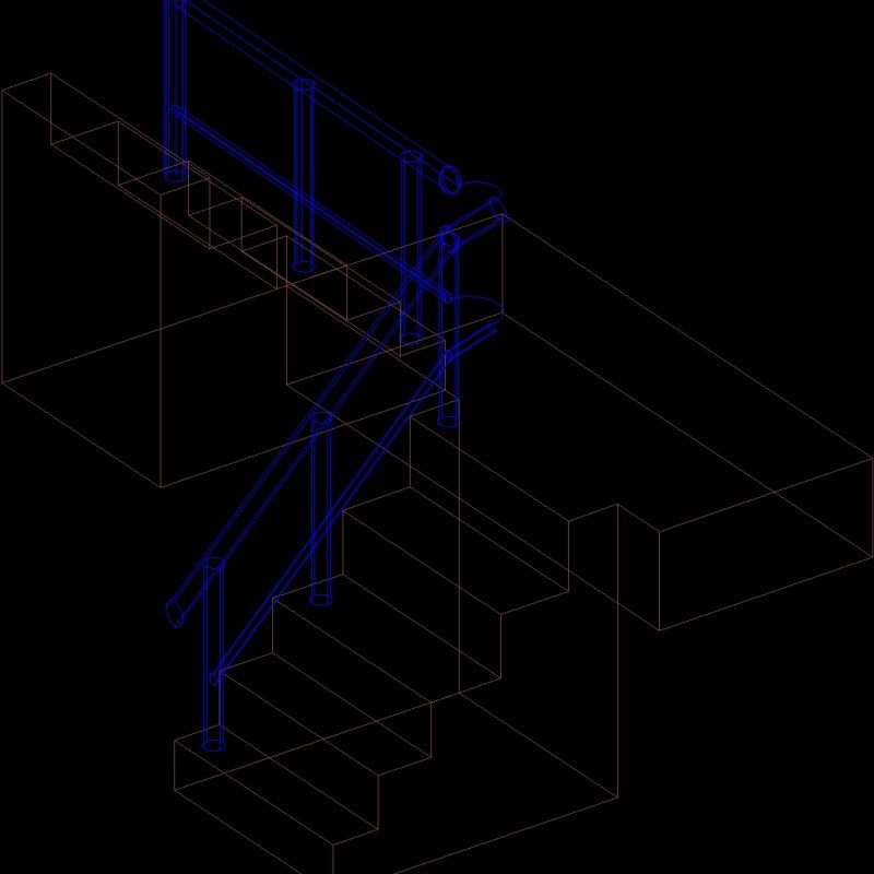 Stainless Steel Handrail 3D DWG Model for AutoCAD • Designs CAD