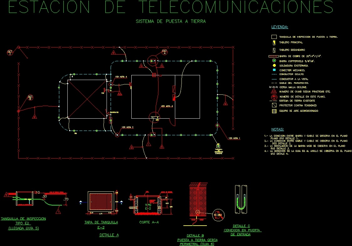 Station Of Telecommunictions - System Put On Earth DWG Detail for ...