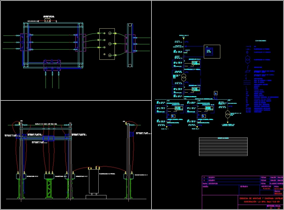 Substation 34;5/13;8kvwith Re-Connectors DWG Block for AutoCAD ...