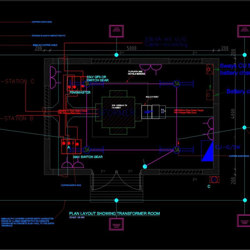 Switch Room DWG Section for AutoCAD • Designs CAD