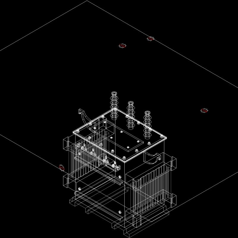 Threephase Transformer With View In Perspective 3D DWG Model for ...