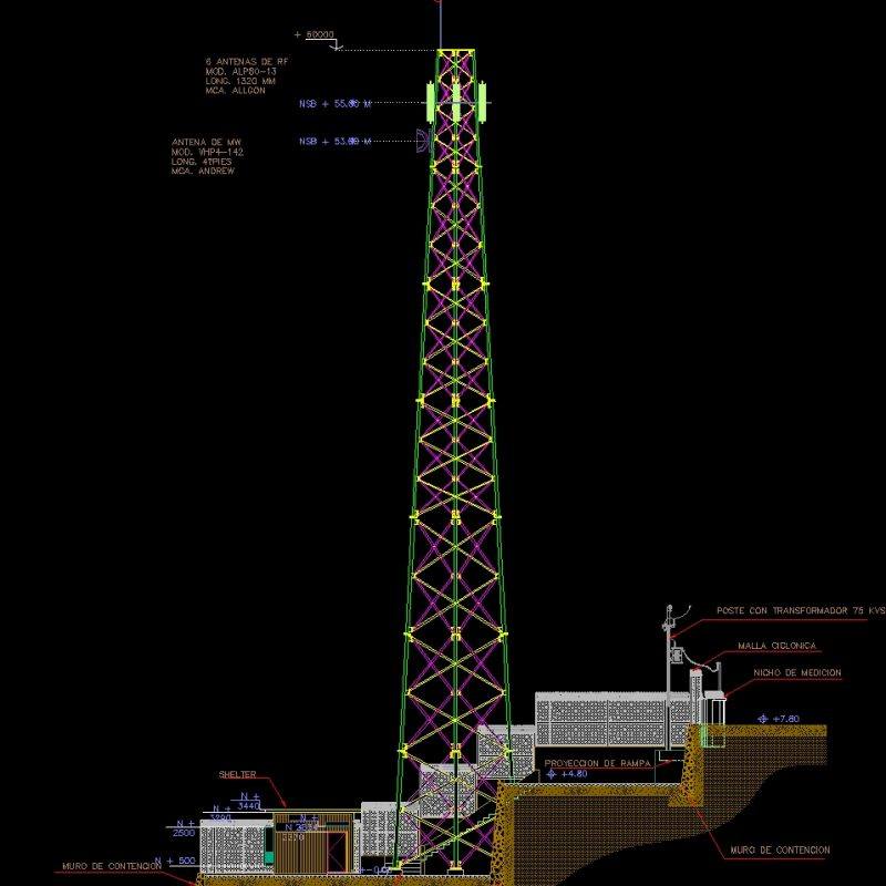 Tower Of Telecommunications DWG Section for AutoCAD • Designs CAD