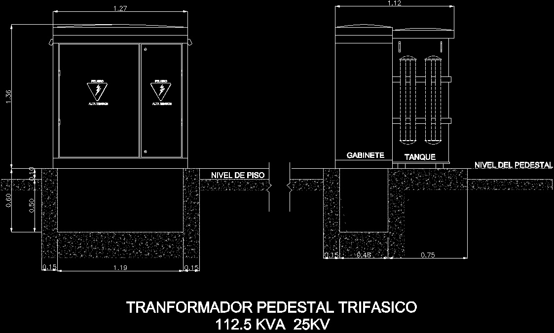 Transformer Pedestal Three Phase DWG Block for AutoCAD • Designs CAD