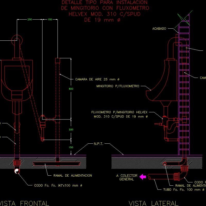 Urinals DWG Detail for AutoCAD | DesignsCAD