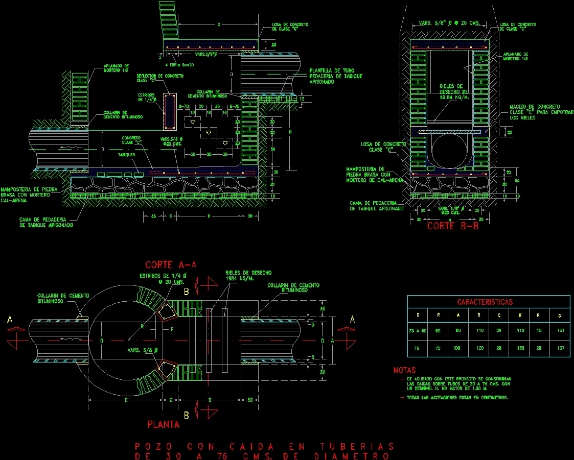 Well With Fall In Pipes Of 30 To 76 Cm Diameter DWG Block for AutoCAD ...