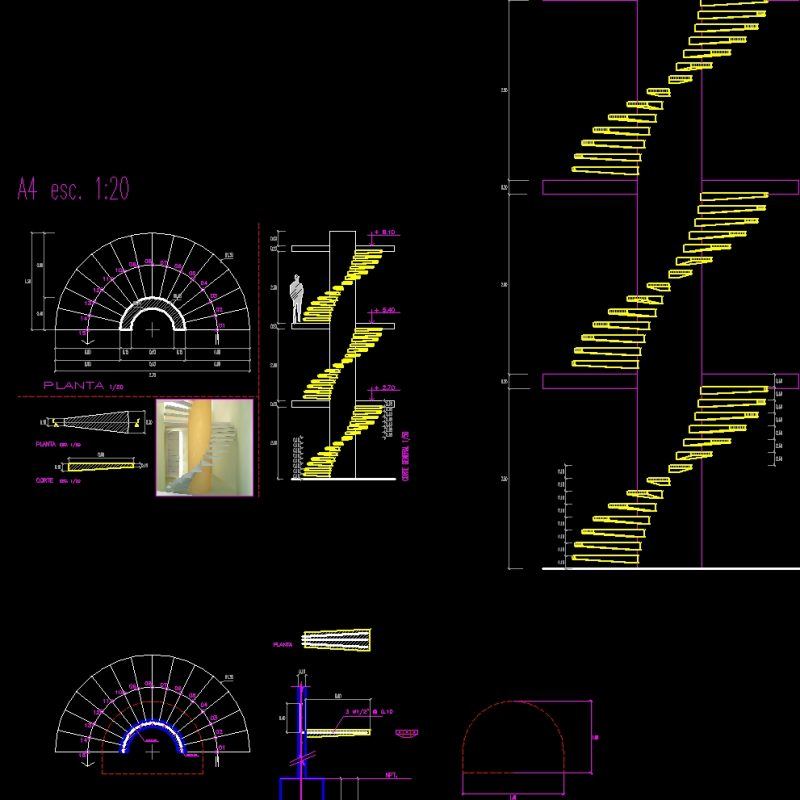 Crescent Staircase DWG Block for AutoCAD • Designs CAD