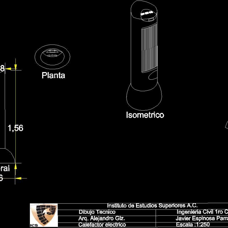 Electric Heater DWG Elevation for AutoCAD • Designs CAD